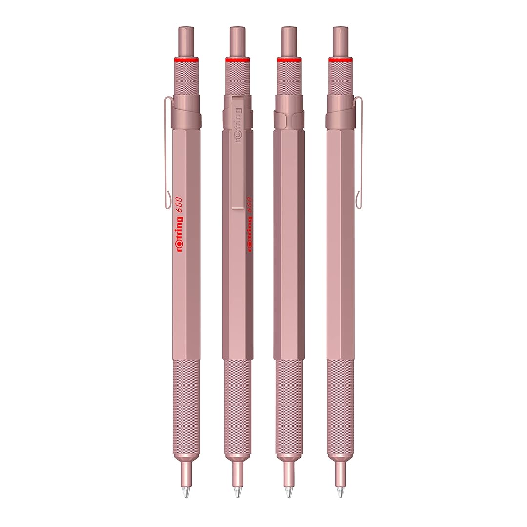 rOtring 600 Ballpoint Pen â€“ Medium Tip, Rose Gold, Metal Body – AARCAAI